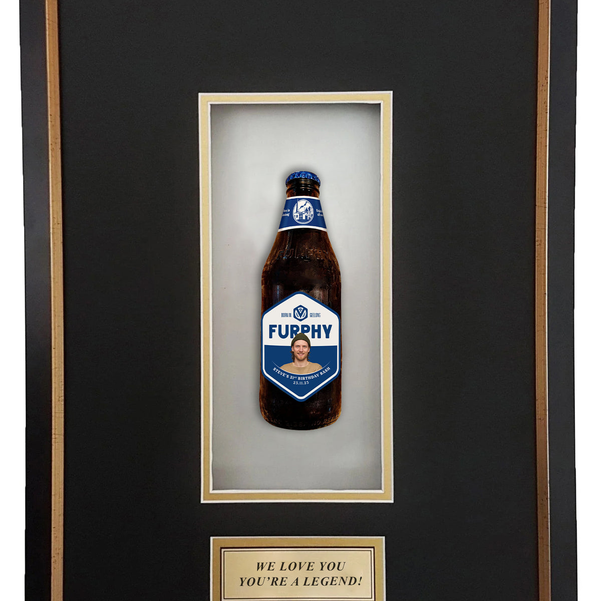 Furphy Original Deluxe Framed Beer bottle with Engraving (50cm x 34cm ...