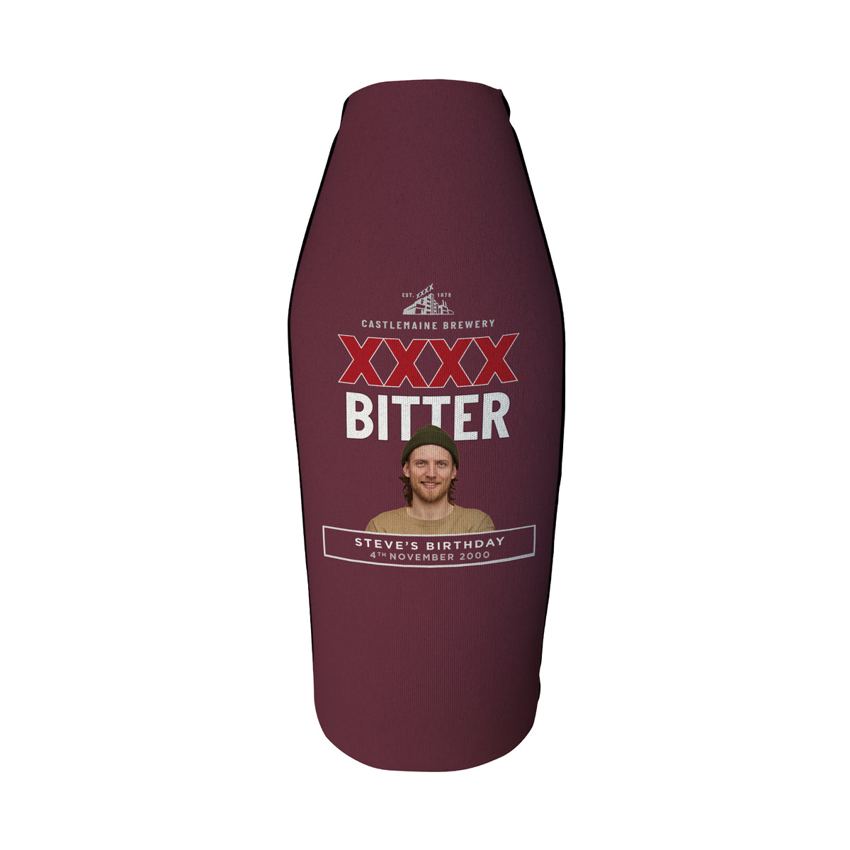 XXXX BITTER Personalised Long Neck Zip Up Coolers with PICTURE and/or ...