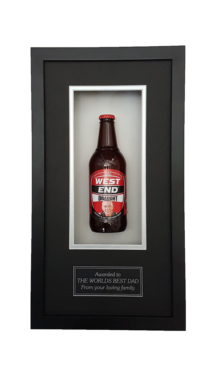 WEST END DRAUGHT Framed Beer Bottle (44cm x 24cm) (beer not included ...